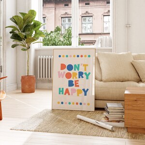 Dont Worry Be Happy Digital Poster, Positive Affirmation Print ...