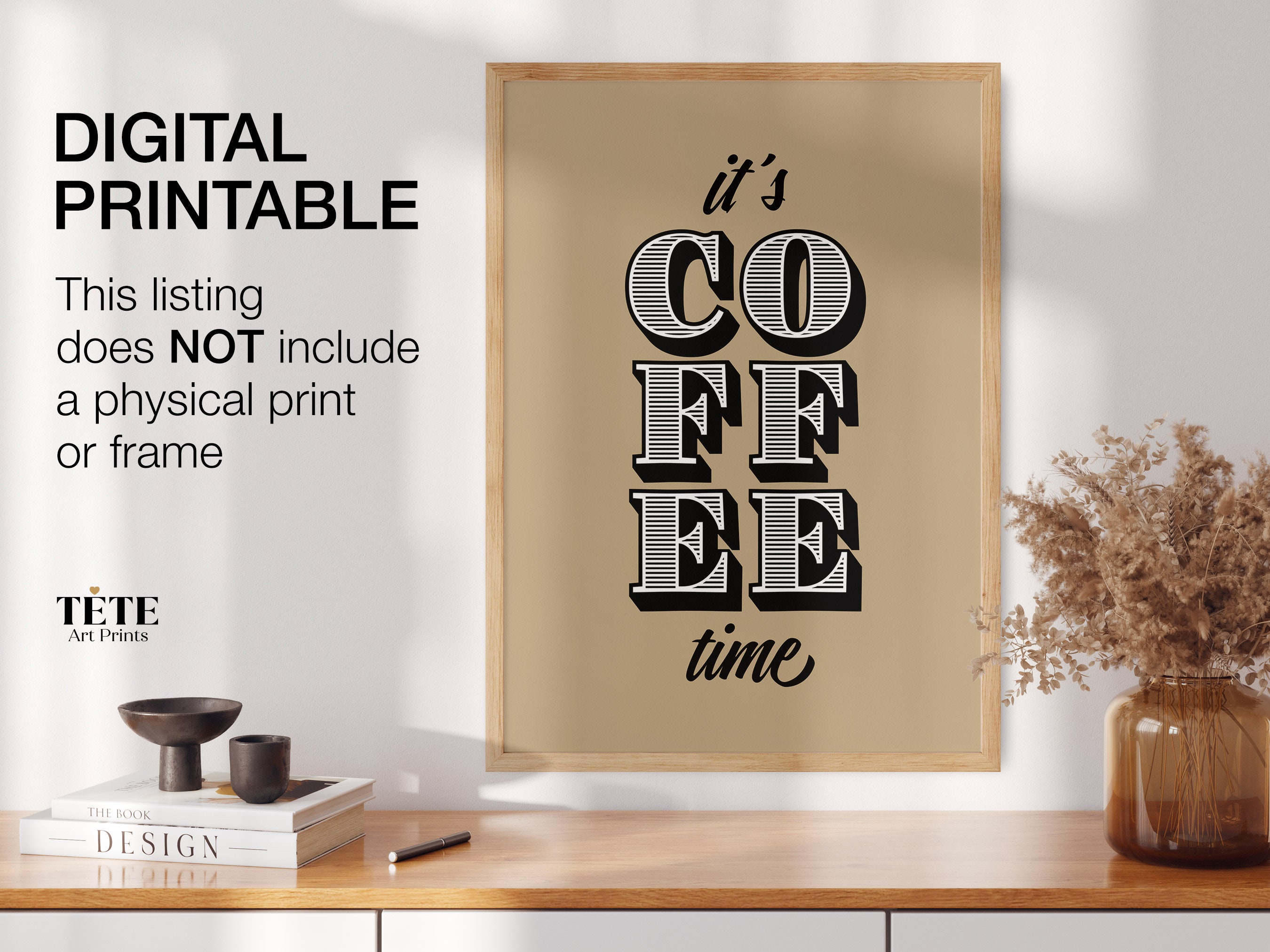 Its Coffee Time Printable Poster, Coffee Time Digital Print, Vintage ...