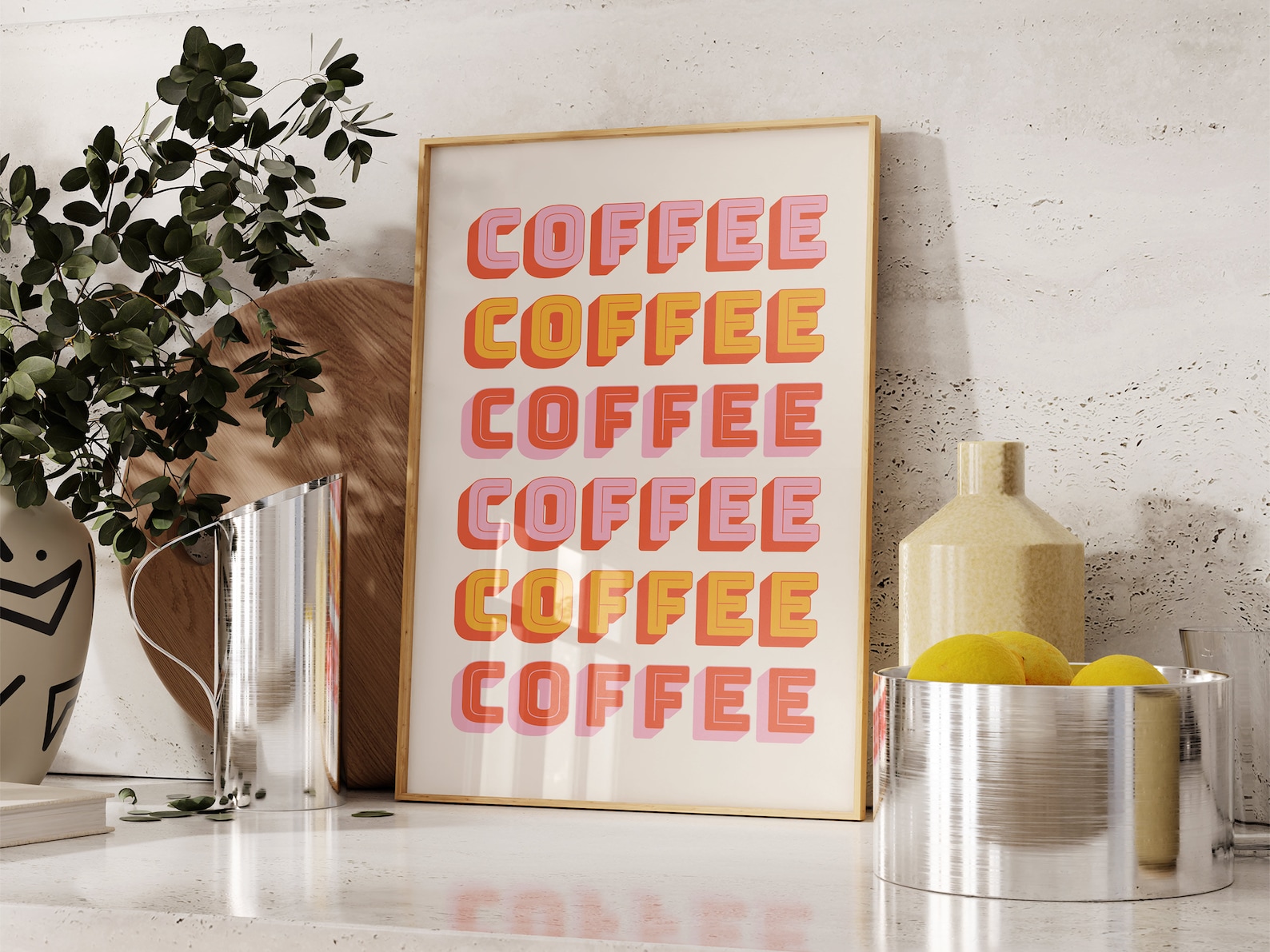 Coffee Digital Print, Coffee Type Printable Poster, Retro Typography ...
