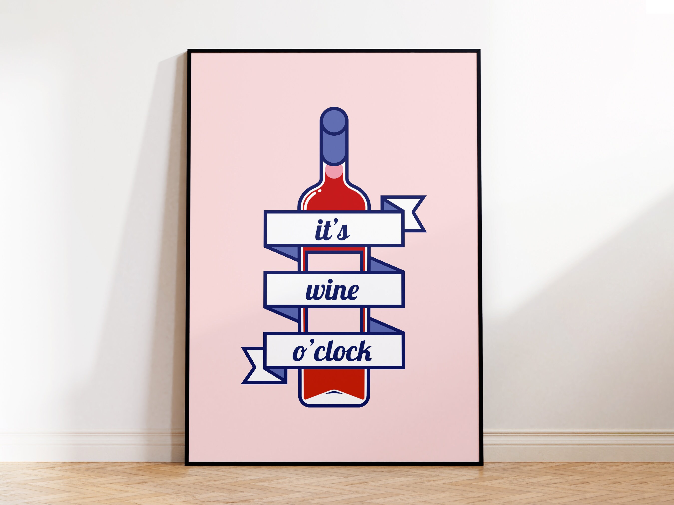 Wine O'clock Printable Poster, Wine Time Wall Art, Instant Digital ...