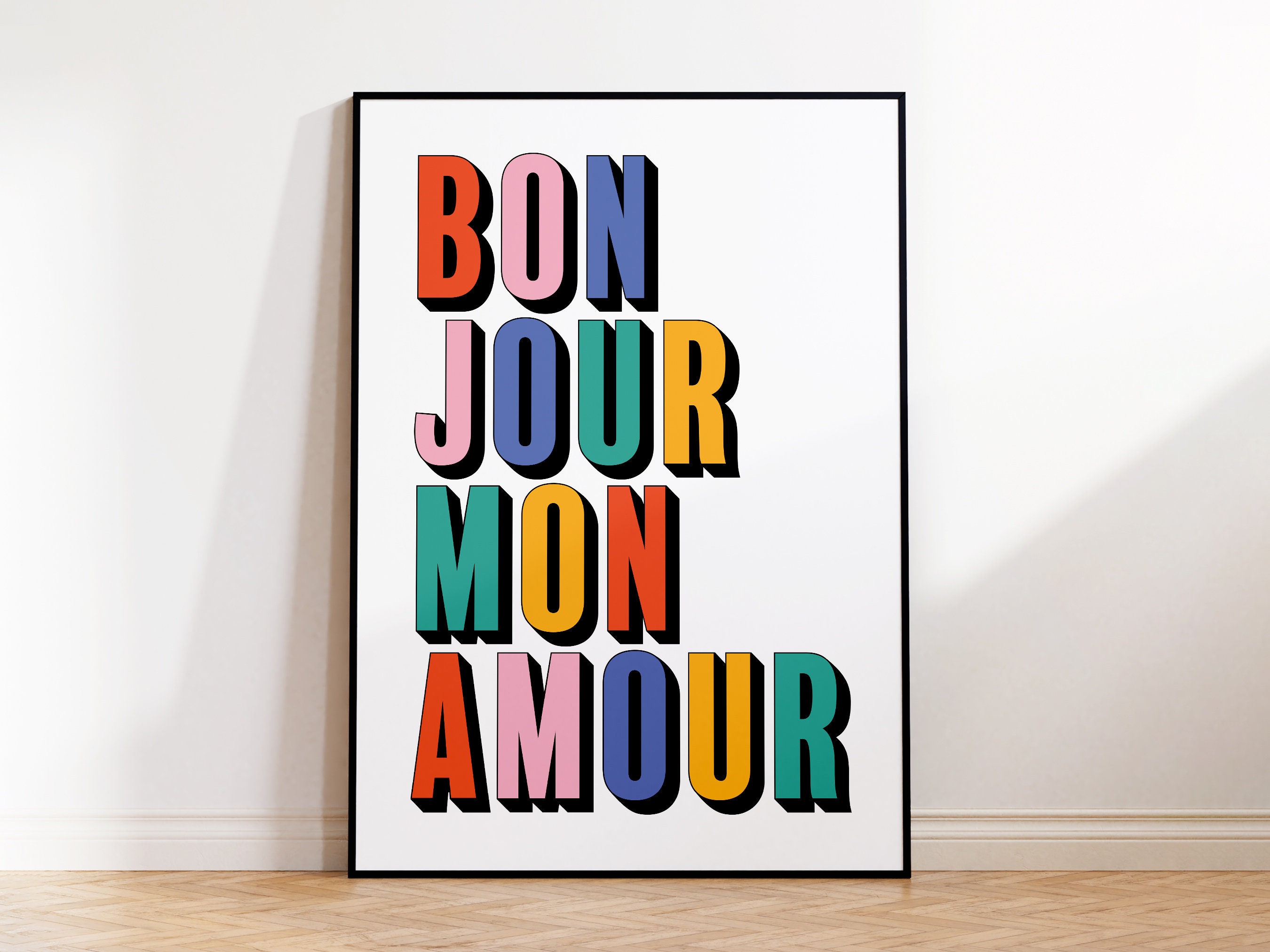 Bonjour Mon Amour Printable Poster, French Quote Print, Bon Jour Wall ...