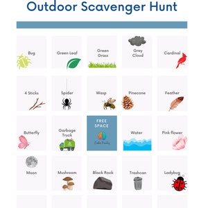 Printable Nature Scavenger Hunt Bingo for Kids | Instant Download ...