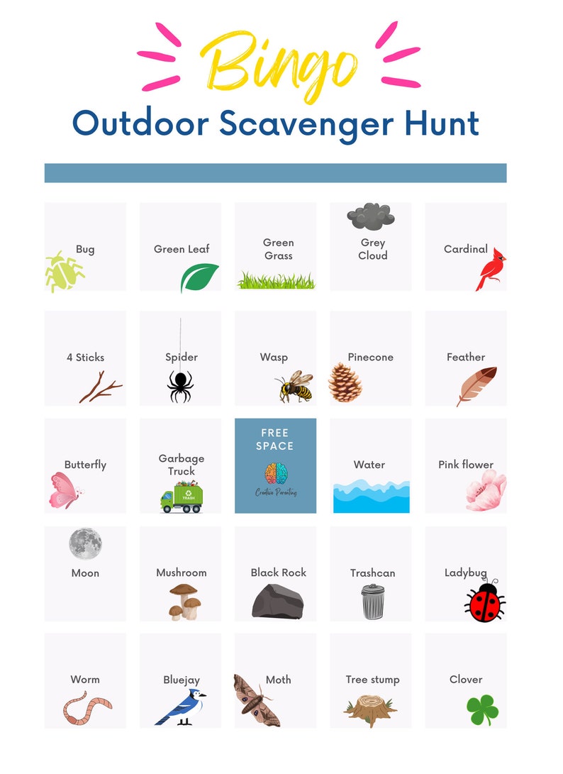 Printable Nature Scavenger Hunt Bingo for Kids Instant Download Outdoor ...