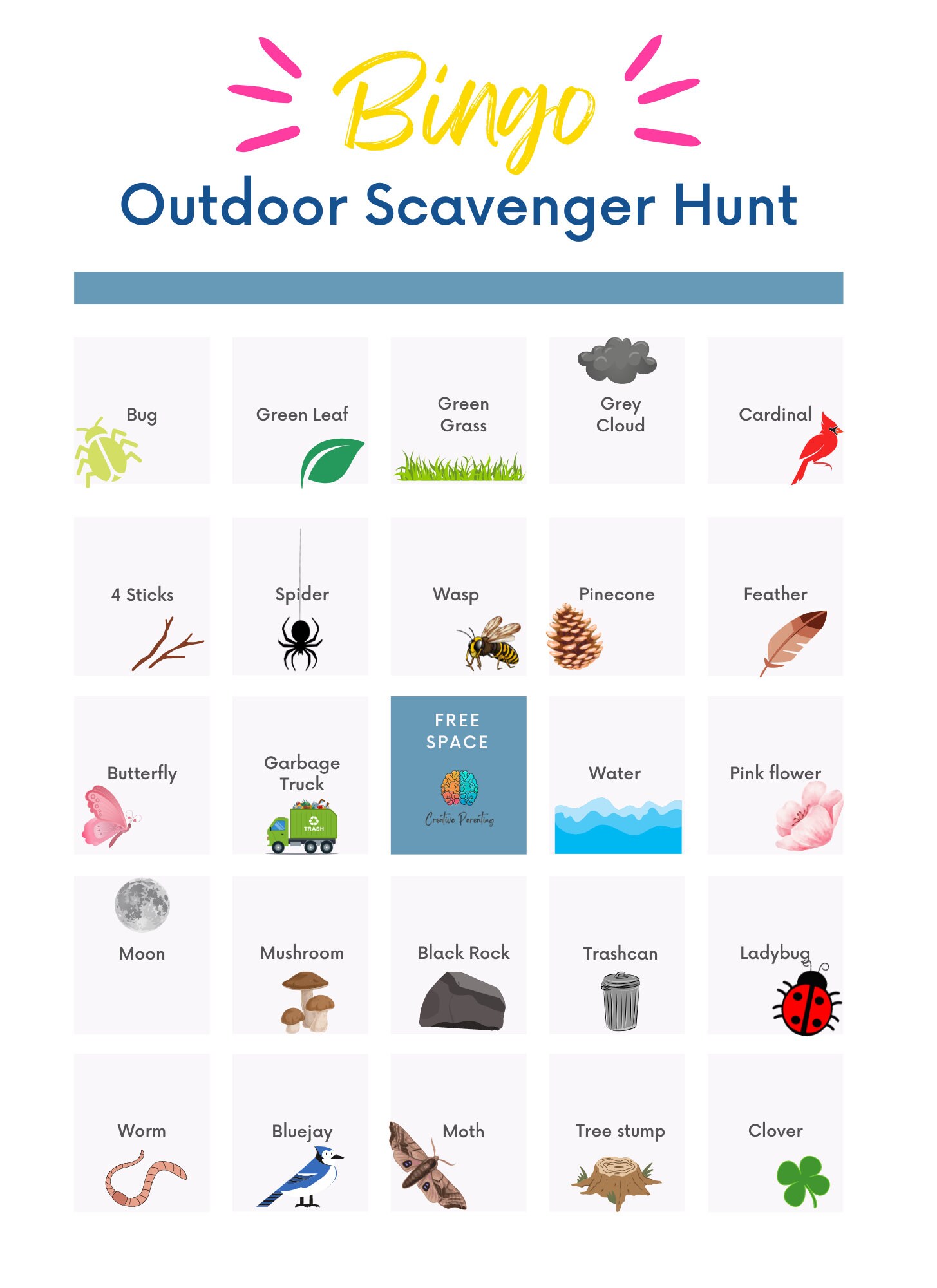 Printable Nature Scavenger Hunt Bingo for Kids Instant Download Outdoor ...