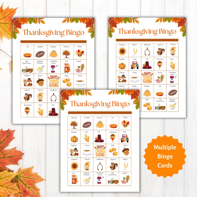 Thanksgiving Bingo Game: Kids Classroom Activity (digital Download) - Etsy