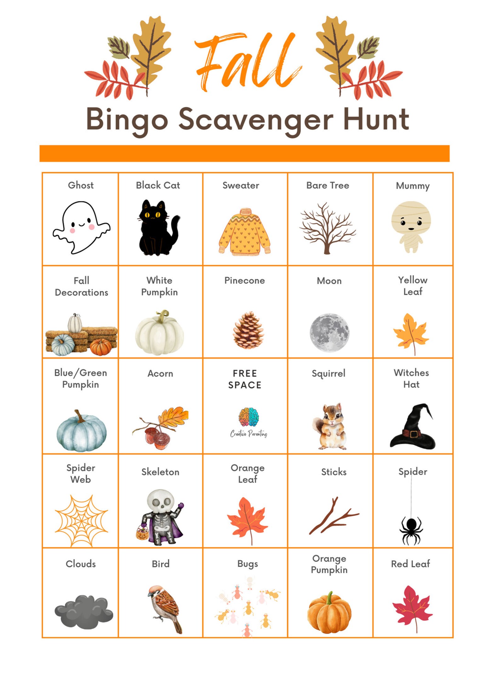 Printable Fall Scavenger Hunt Bingo for Kids Instant Download Outdoor ...