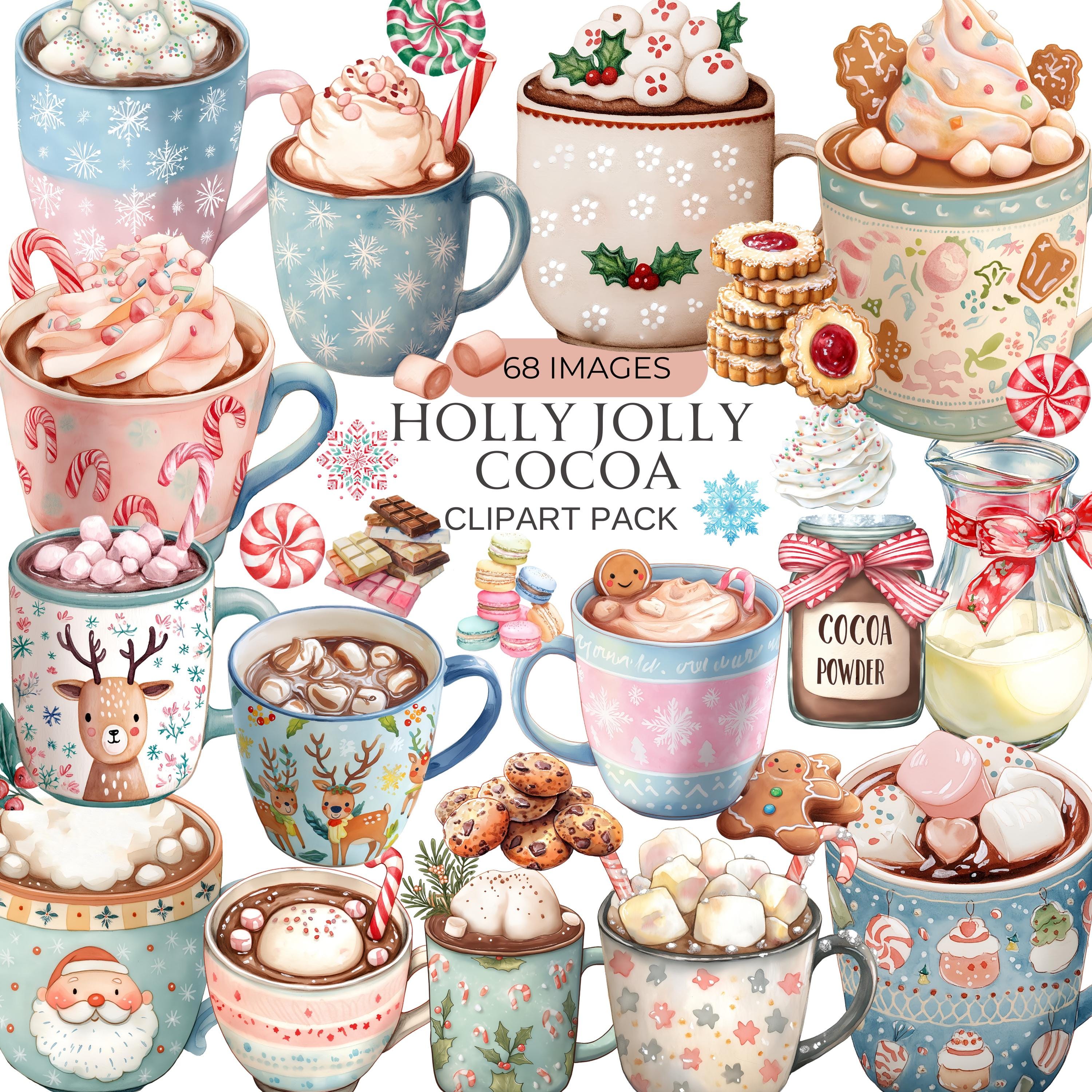 Christmas Hot Chocolate Mug Pastel Clipart Christmas Cocoa Hot Clipart ...