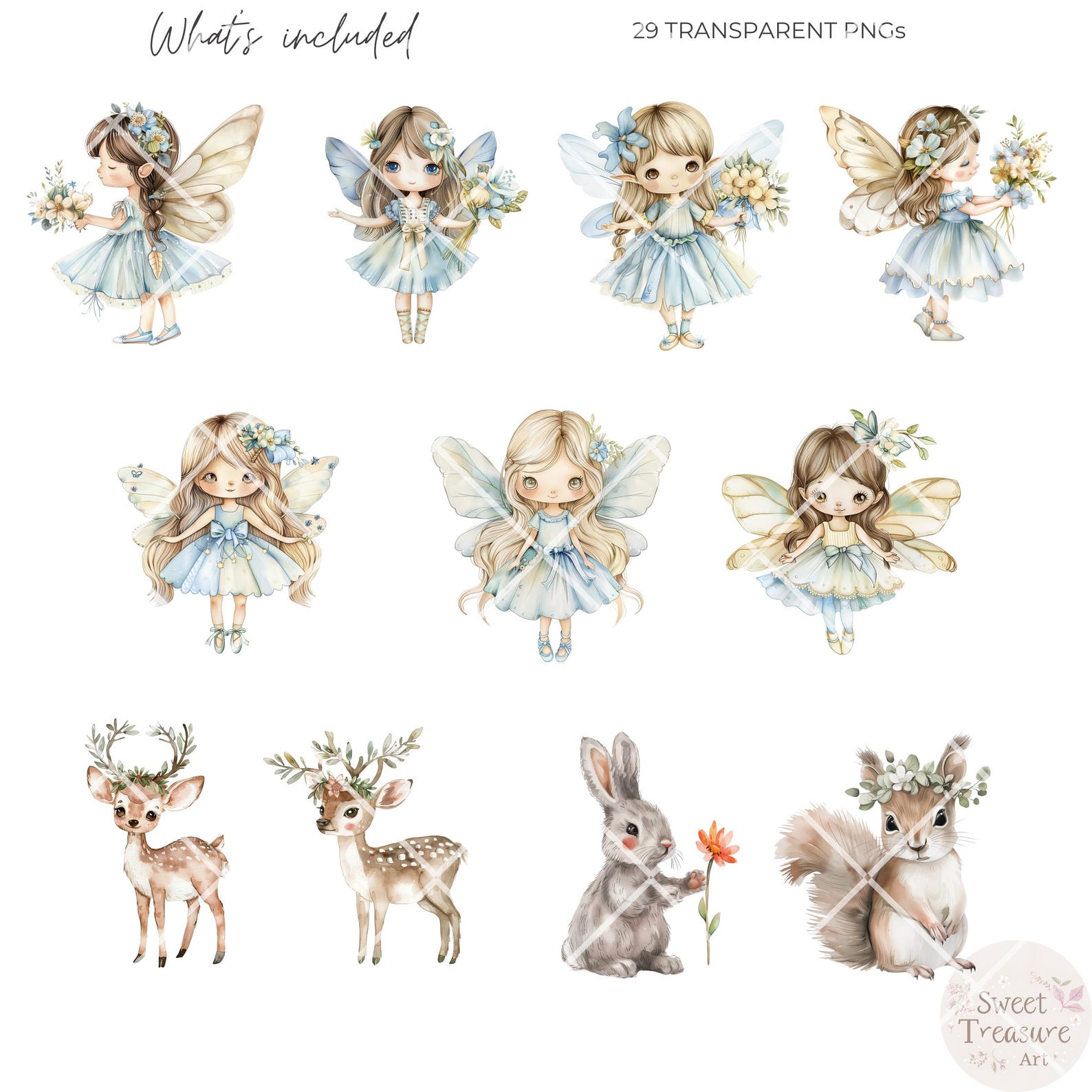 Blue Fairy Watercolor Clipart PNG, Dusty Blue Fairy, Blue Butterfly ...
