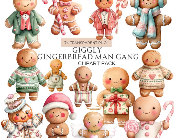 Ginger Breadman Clipart Bundle, Gingerbreadman PNG, Gingerbread People ...