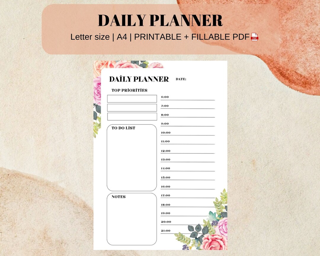 Daily Planner A4 and Letter Size Planner Minimalist Printable - Etsy