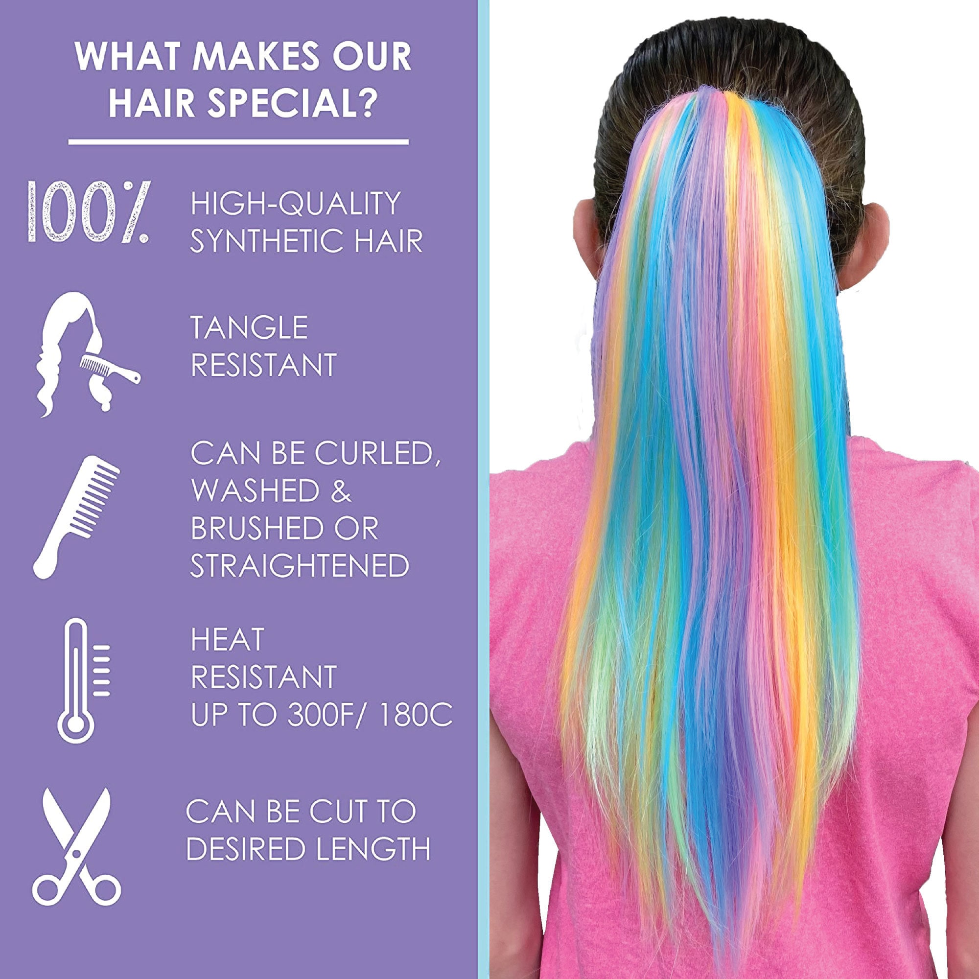 Kids Rainbow Hair Extensions, Little Girl Hair Accessories, Unicorn ...