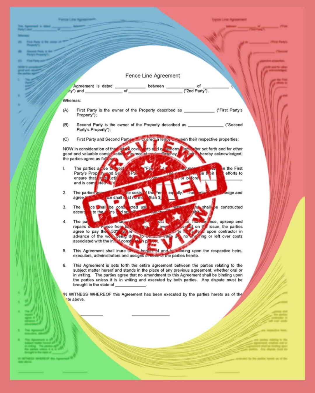 Fence Line Agreement Download Editable Printable Legal Form - Etsy