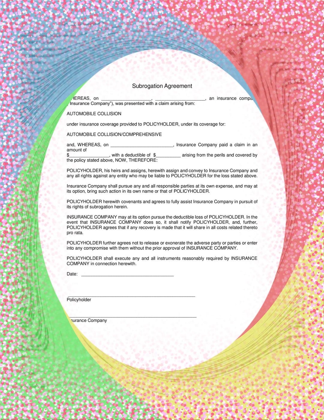 Subrogation Agreement Editable Printable Legal Form - Etsy