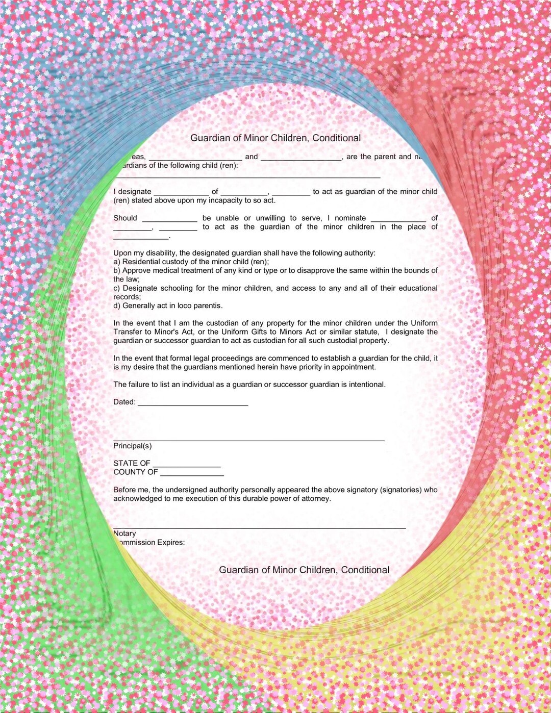Guardian of Minor Children, Conditional Instant Download Legal Form ...
