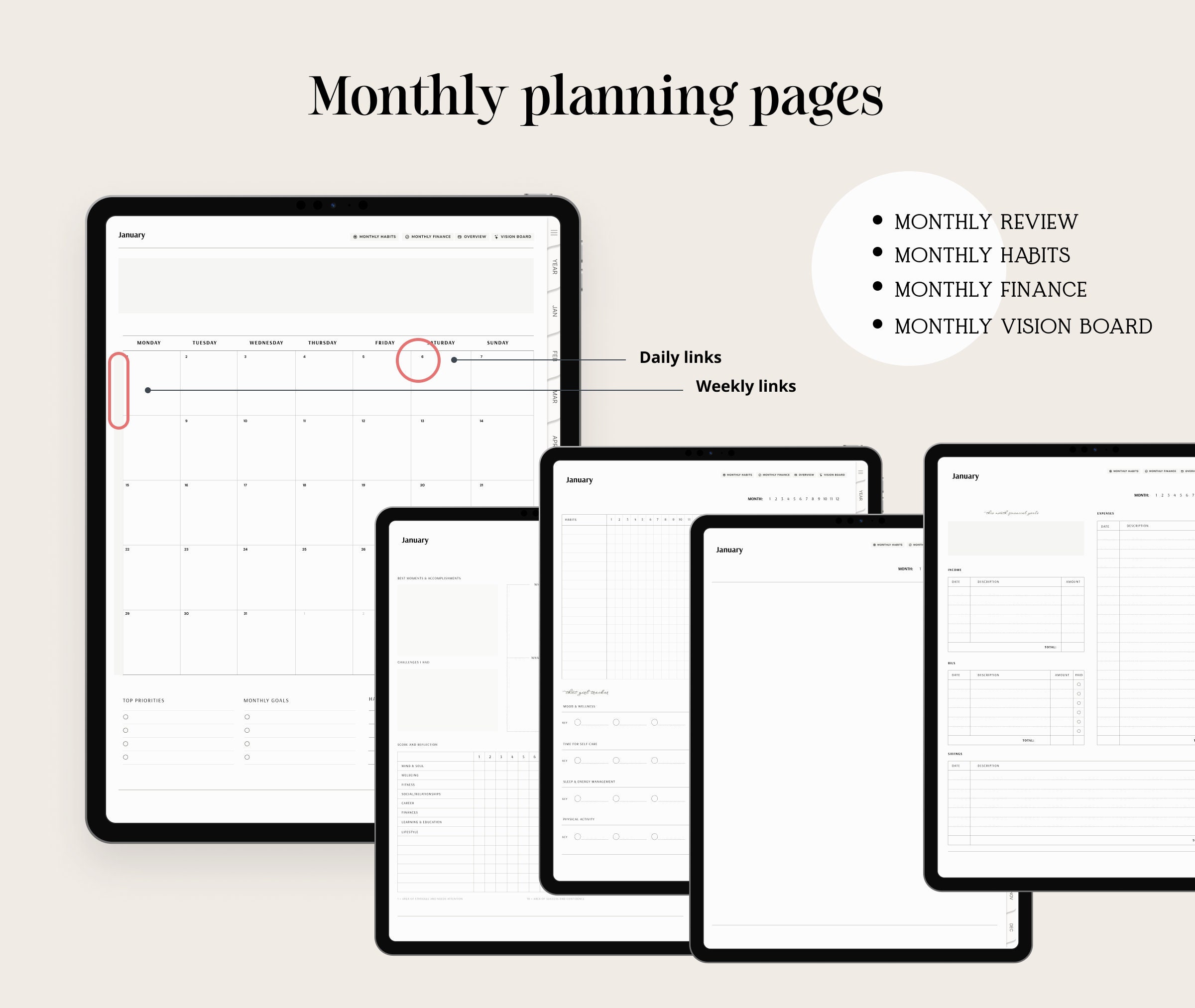 Digital Planner 2024 Minimalist Digital Planner iPad Planner Goodnotes ...