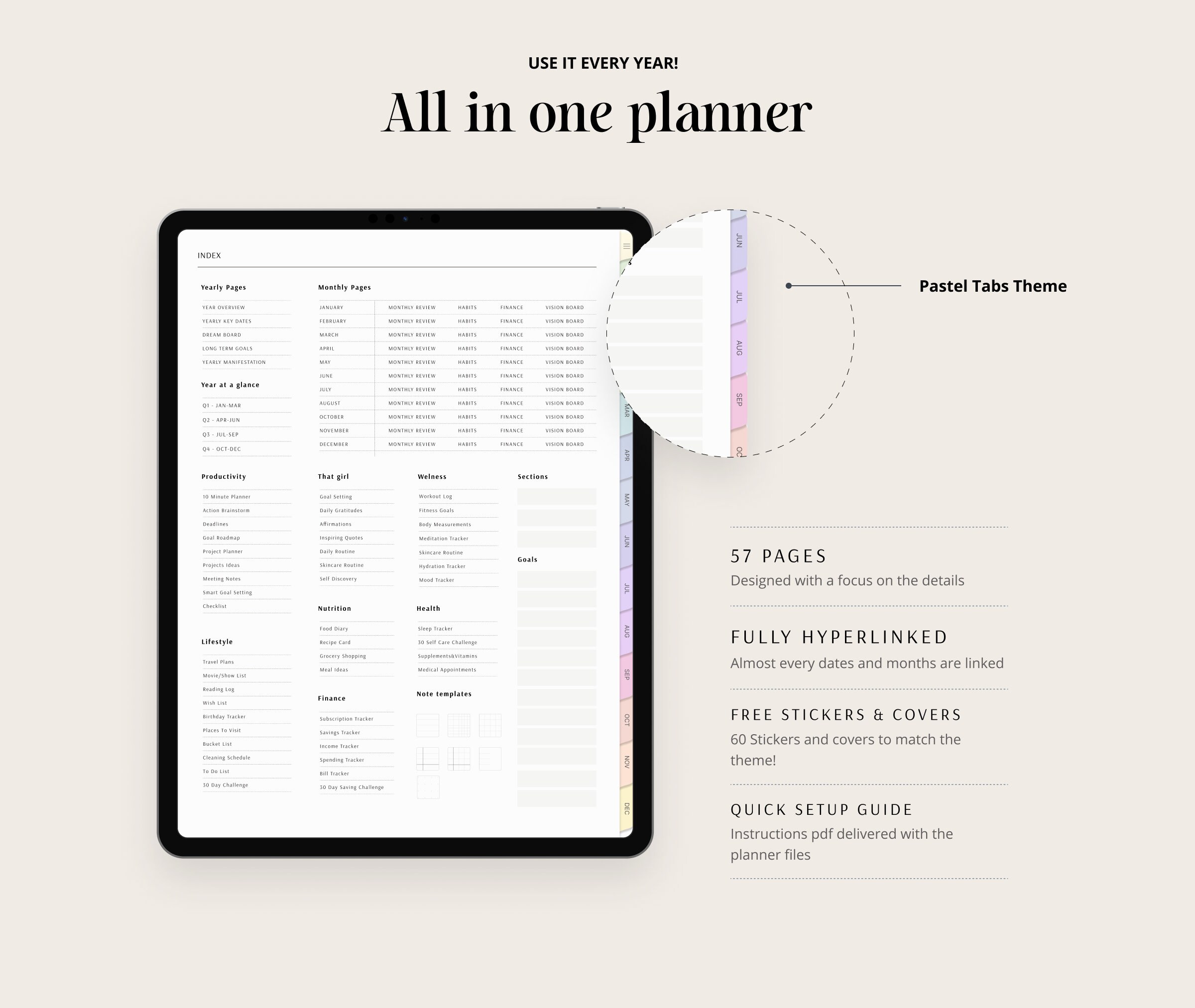 Digital Planner 2024 Minimalist Digital Planner iPad Planner Goodnotes ...