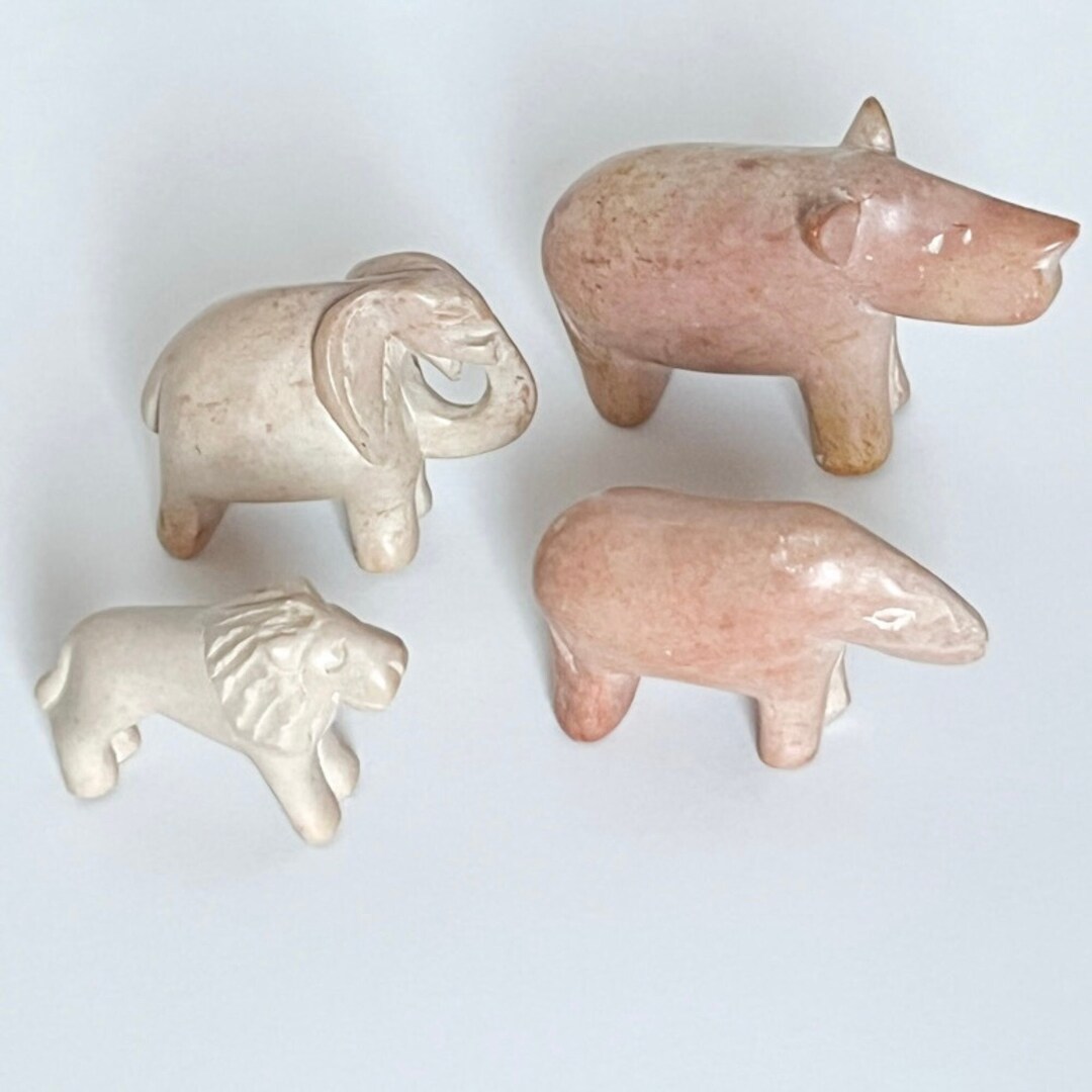 Four African Carved Soapstone Animal Figures - Etsy