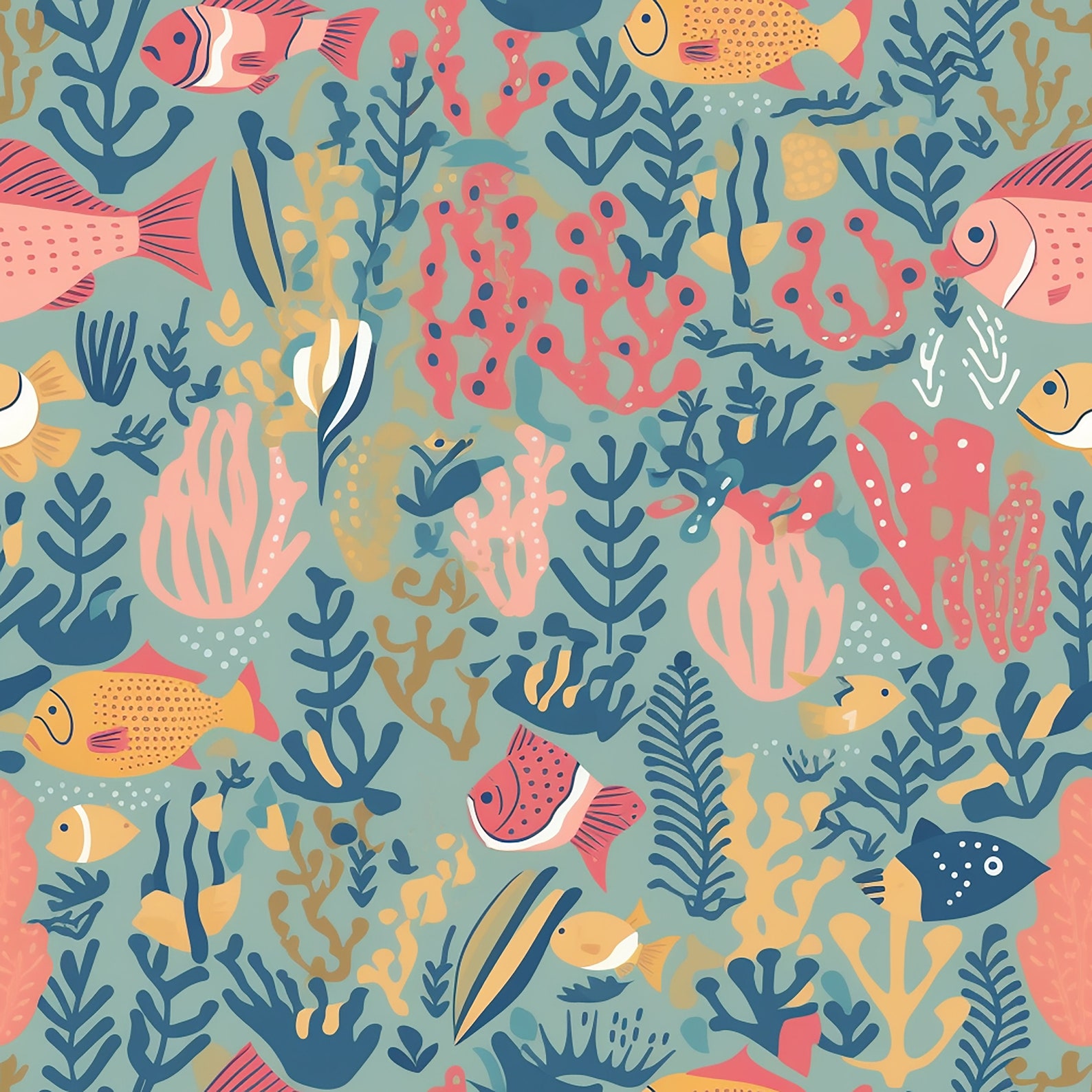 UNDER THE SEA Digital Paper Seamless Pattern for Crafting Printable ...
