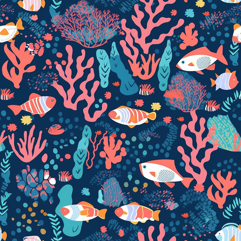 UNDER THE SEA Digital Paper Seamless Pattern for Crafting Printable ...