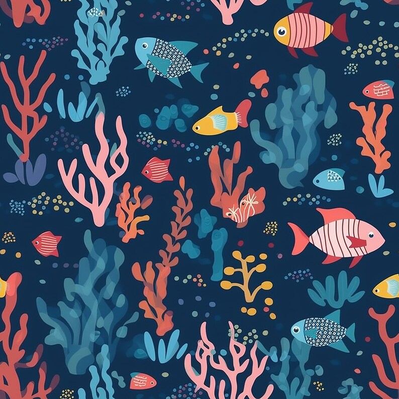 UNDER THE SEA Digital Paper Seamless Pattern for Crafting Printable ...