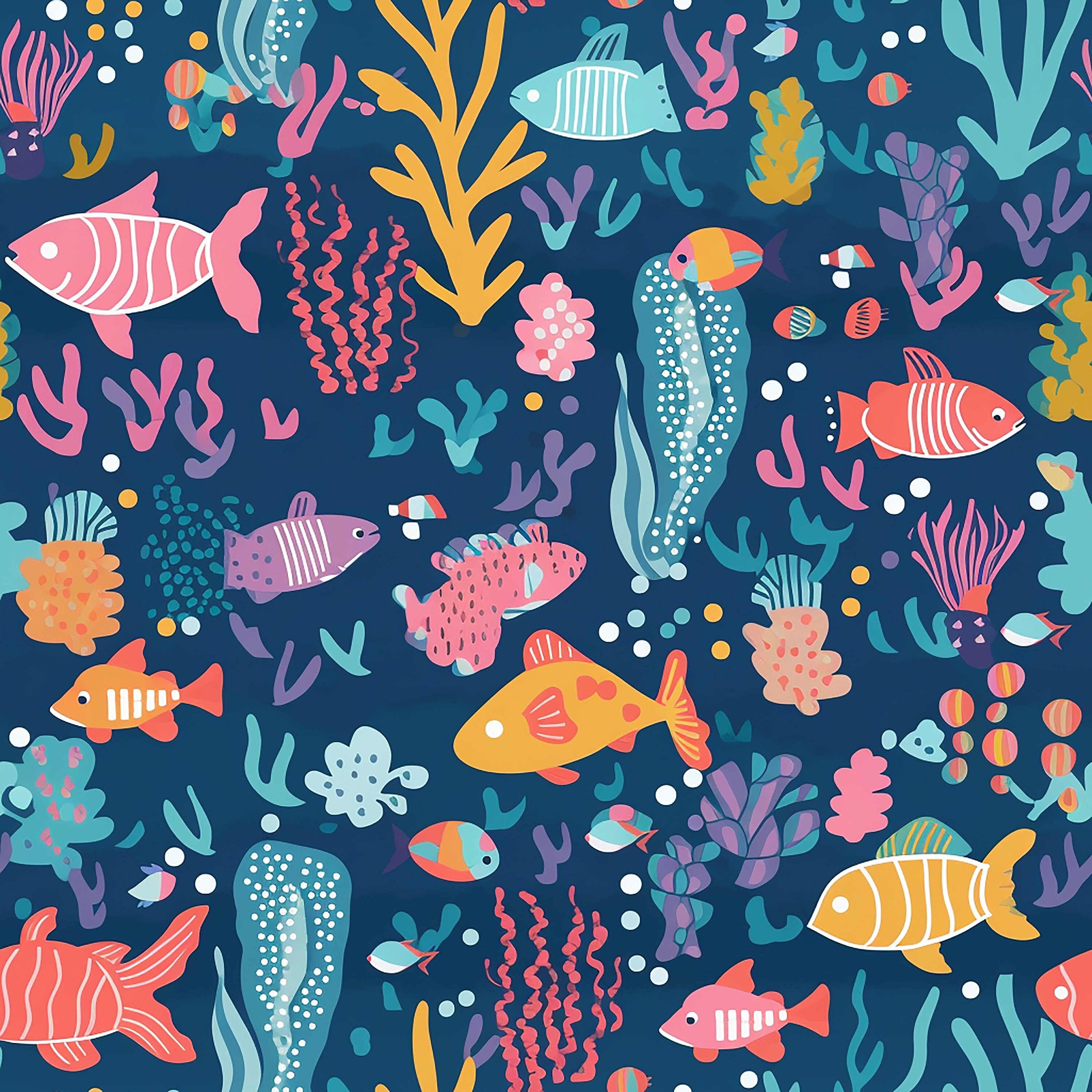 UNDER THE SEA Digital Paper Seamless Pattern for Crafting Printable ...