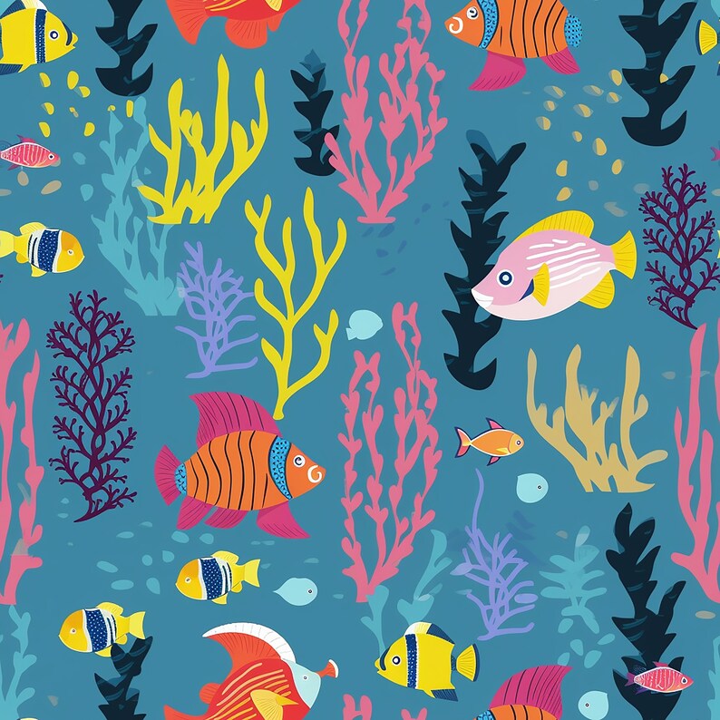 UNDER THE SEA Digital Paper Seamless Pattern for Crafting Printable ...