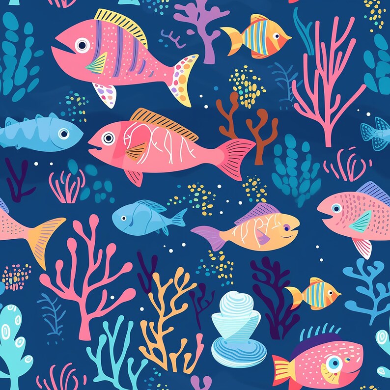 UNDER THE SEA Digital Paper Seamless Pattern for Crafting Printable ...