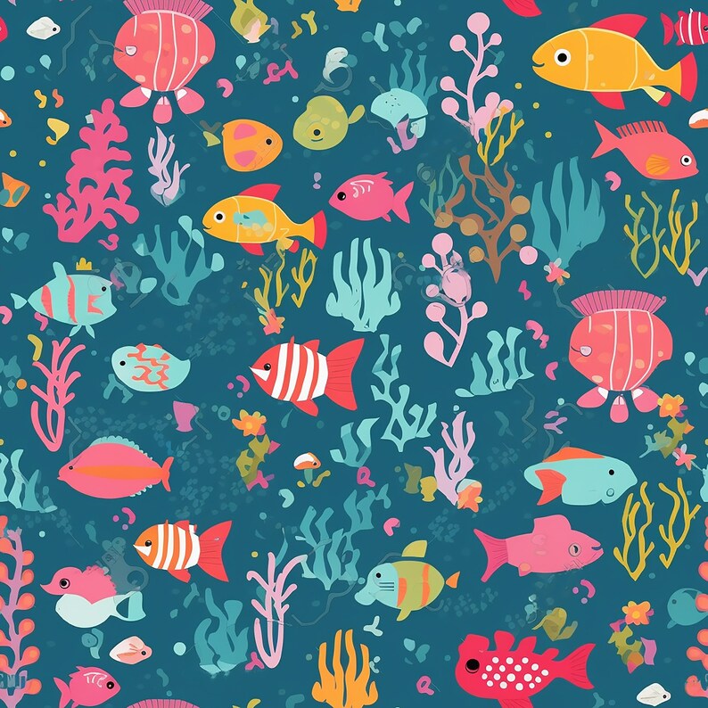 UNDER THE SEA Digital Paper Seamless Pattern for Crafting Printable ...