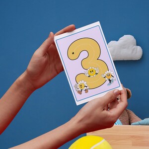 Flowers Design Number Tracing Flashcards - Fun Printable Counting ...