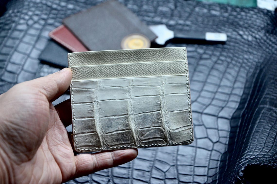 White Himalayan Alligator Leather Card Holder Wallet - Etsy