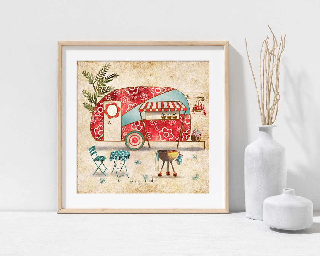 Caravan Wall Art Print - Caravan Poster Gift, Summer Holiday Print - Etsy