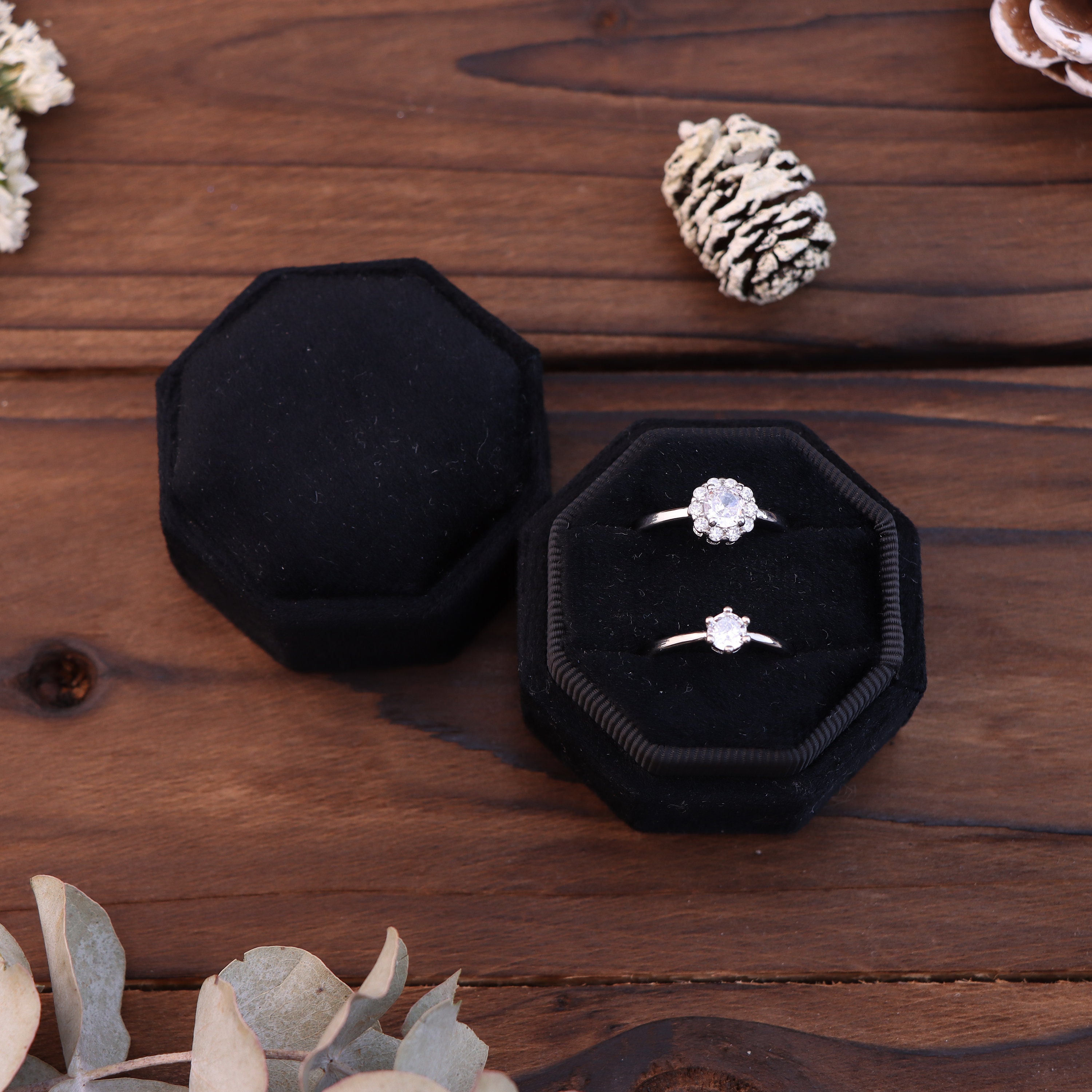 Double Ring Box, Oval Ring Box, Velvet Ring Box, Wedding Ring Box, Double Ring Box, Wedding Ring ...