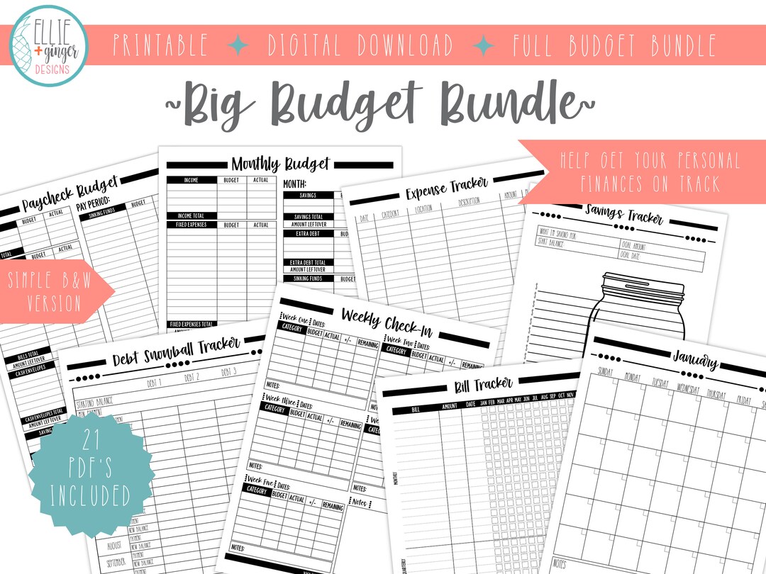Big Budget Bundle | Full Budget Worksheets | Mom Budget | Financial ...