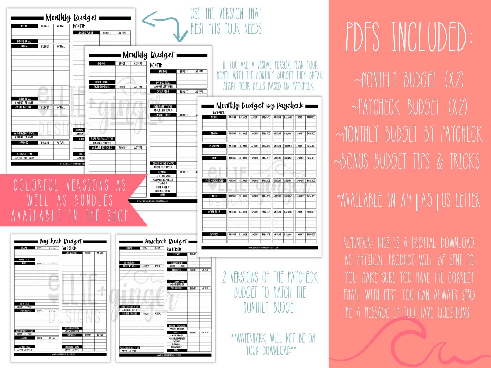 Monthly Budget Worksheet | Paycheck Budget Sheet | Financial Freedom ...