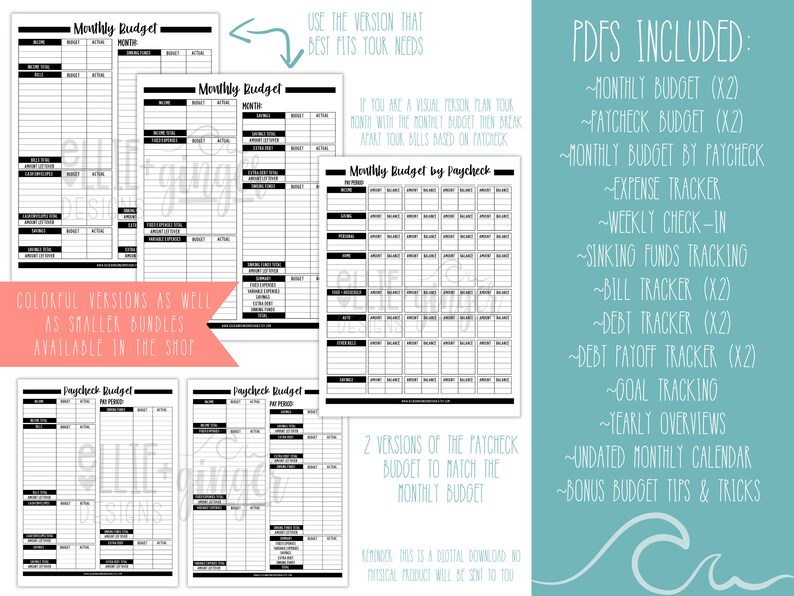 Big Budget Bundle | Full Budget Worksheets | Mom Budget | Financial ...