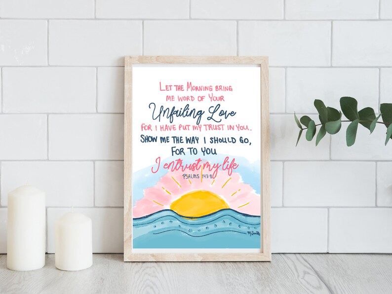 Psalms 143 8 | Bible Verse Art | Hand-drawn Digital Art Work | Ocean ...