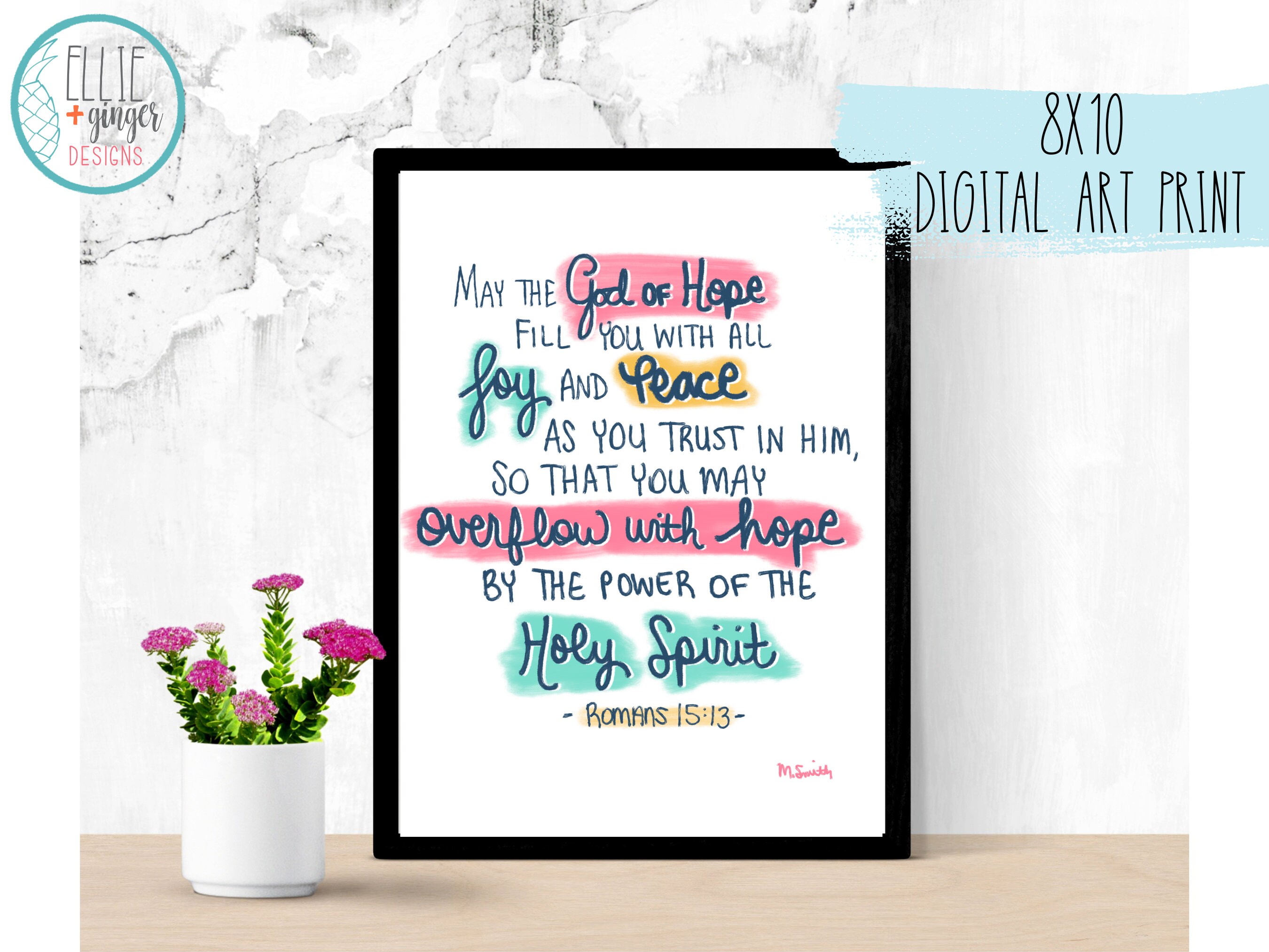 Romans 15 13 | Bible Verse Art | Hand-drawn Digital Art Work | Colorful ...