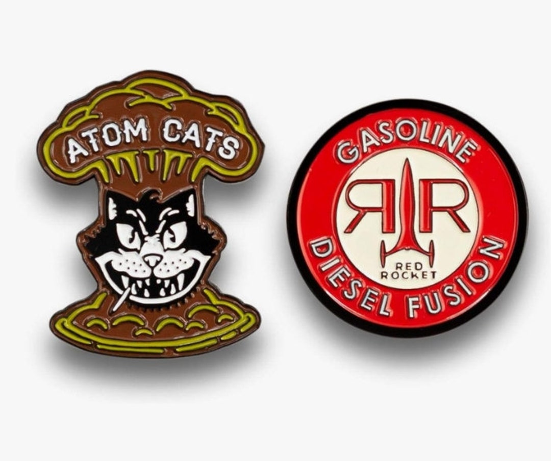 Fallout Atom Cats & Red Rocket Enamel Pin Set - Etsy