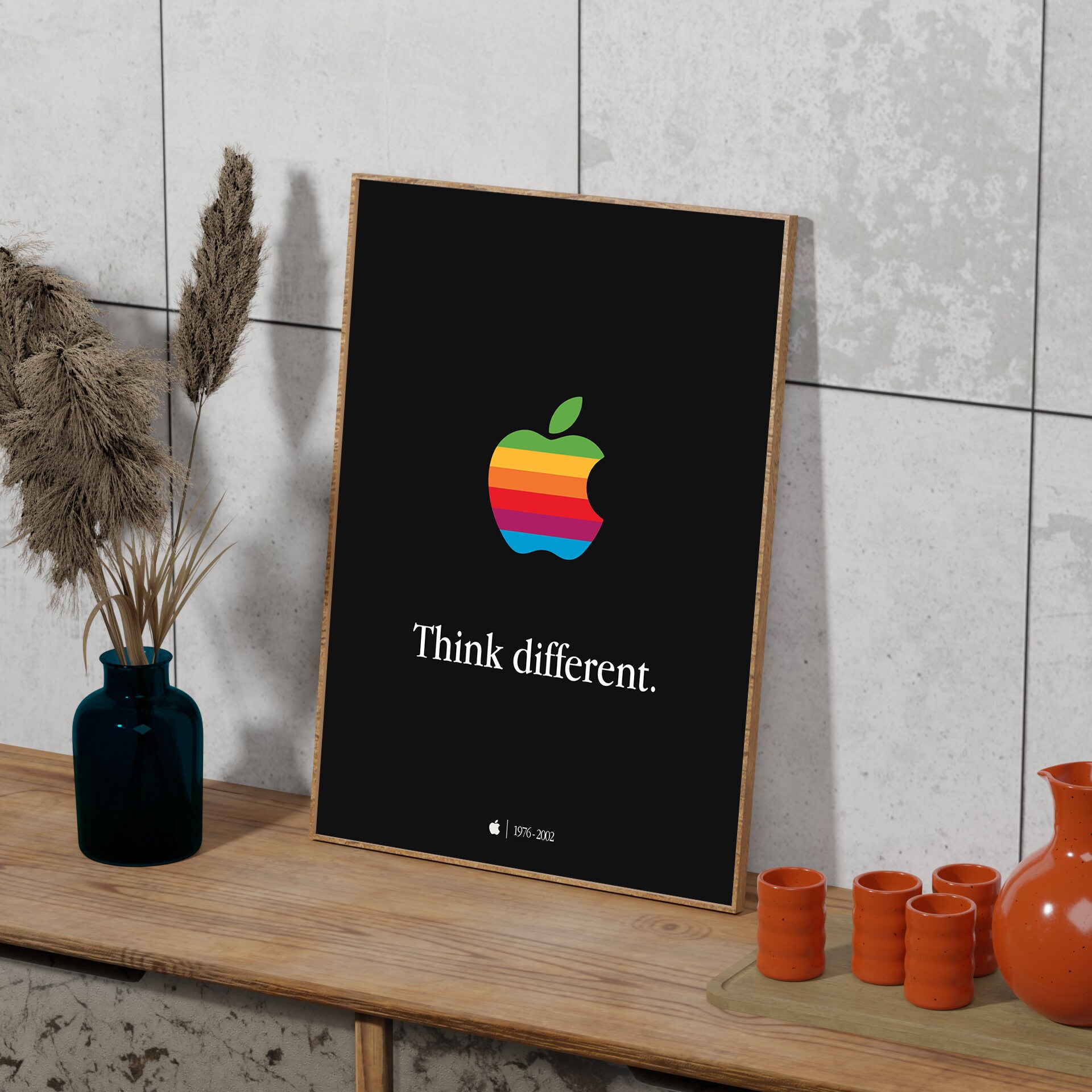 Apple Poster, Think Different, the Rainbow Apple Logo, Apple Wall Art ...
