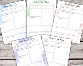 Music Lesson Plan Practice Sheet Student Musician Log Digital Download ...