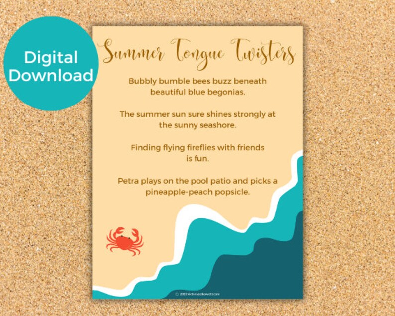 Summer Tongue Twisters - Etsy
