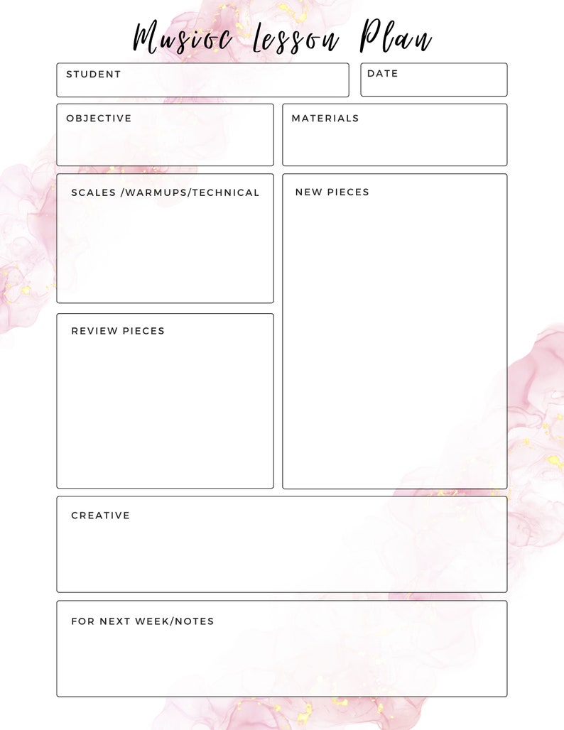 Music Lesson Plan Template - Etsy