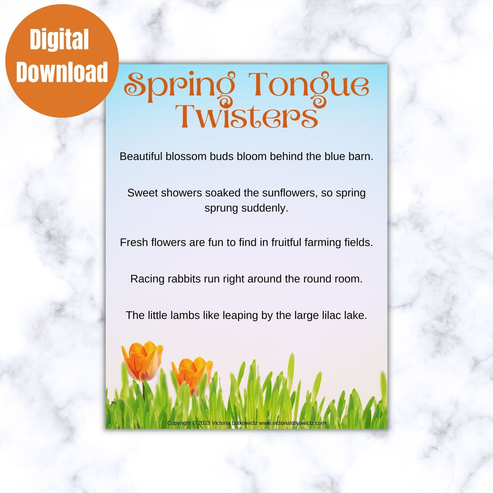 Spring Tongue Twisters Digital Download Printable for Voice and Music ...