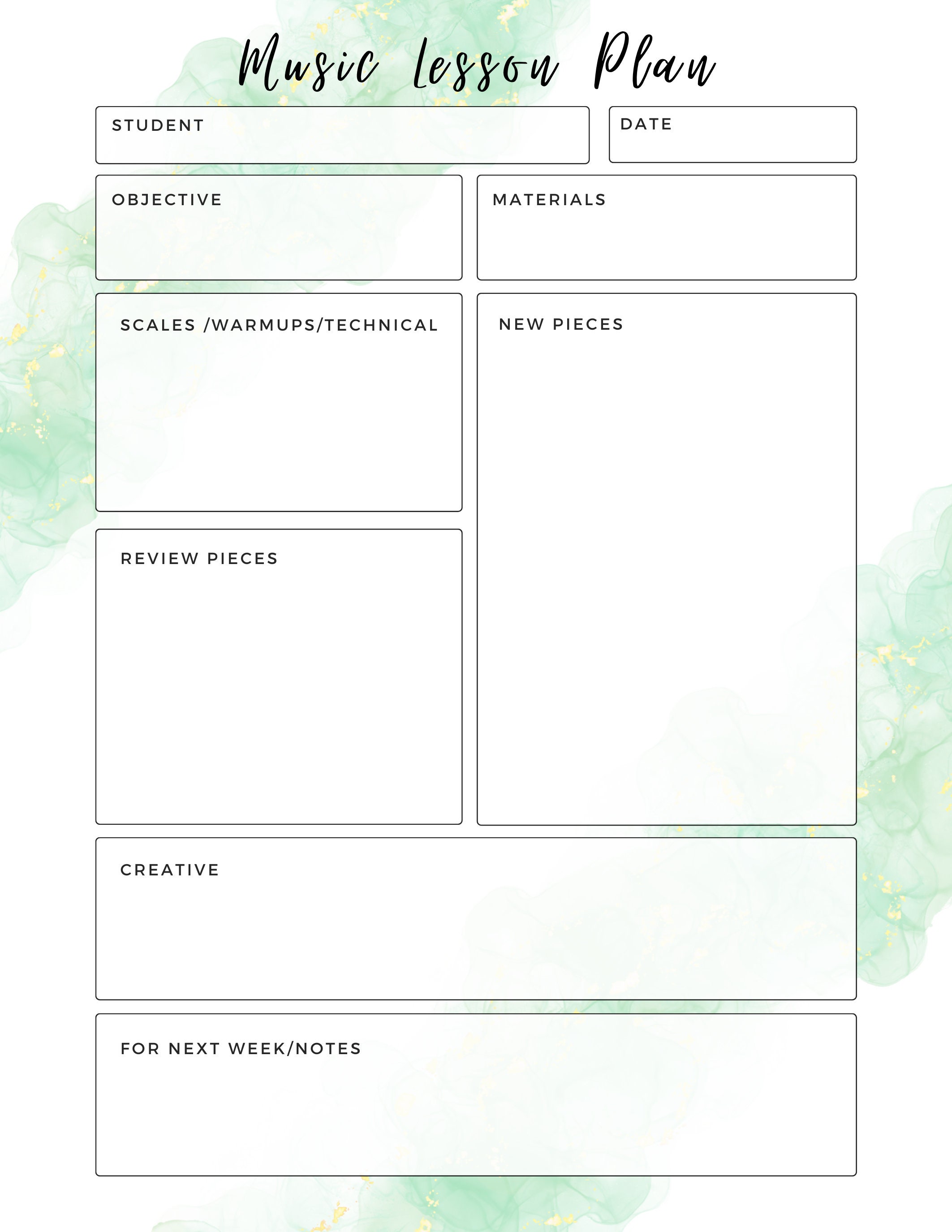 Music Lesson Plan Template - Etsy