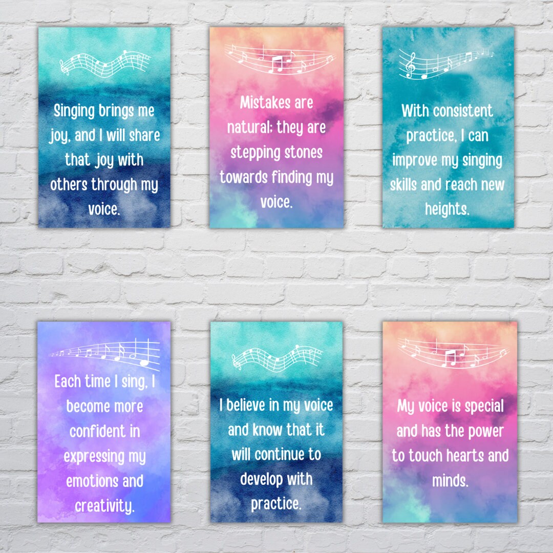 Kids Singing Affirmation Cards, Printable Positive Singing Affirmations ...