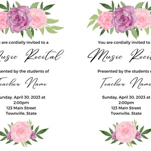 Editable Spring Music Recital Template With Certificate, Program ...