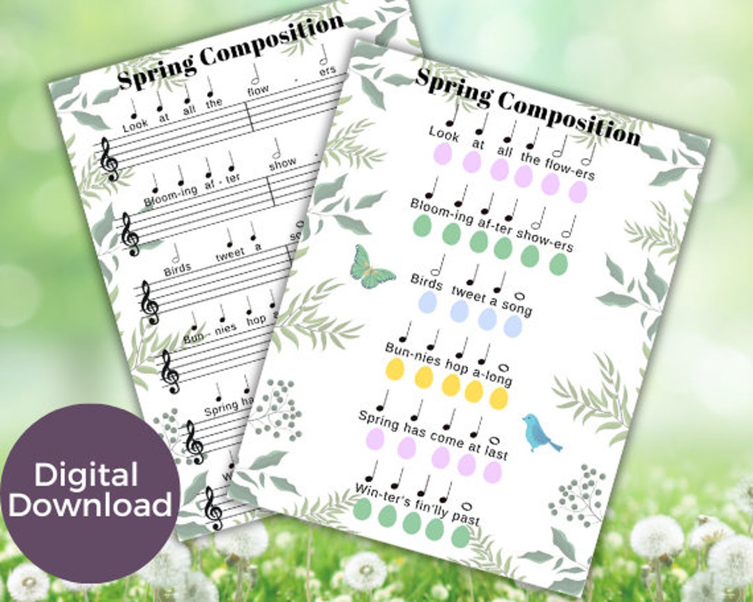 Spring Composing Activity Printable for Pre-reading and on the Staff ...