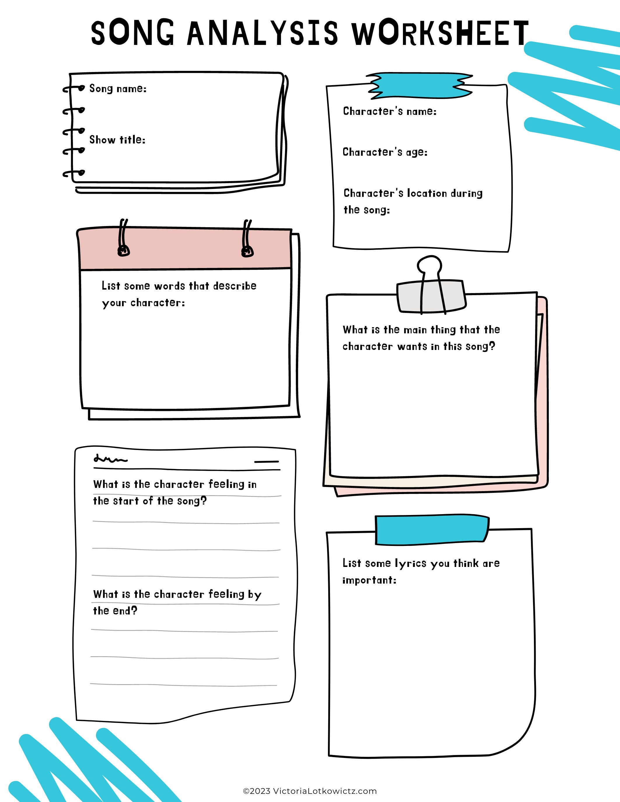 Worksheet Song Analysis Printable Character Analysis Worksheet - Etsy