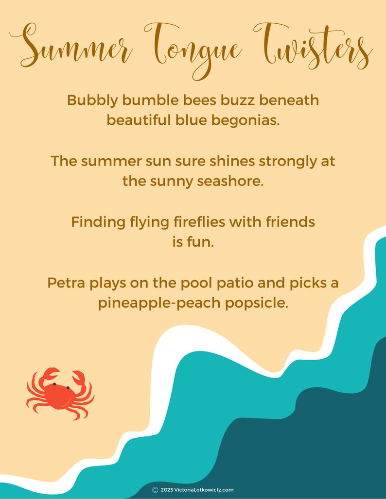 Summer Tongue Twisters - Etsy