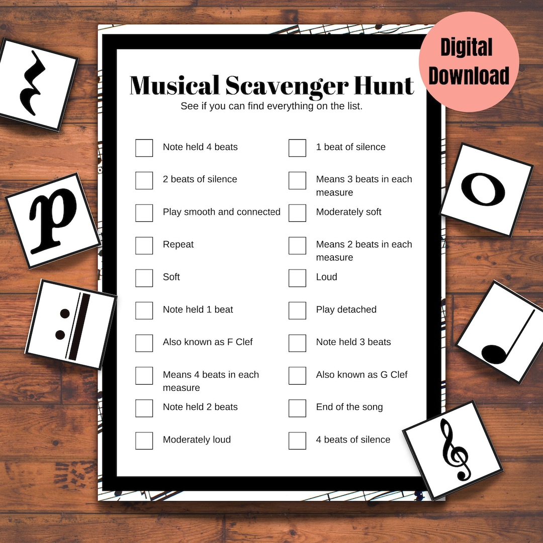 Musical Scavenger Hunt Digital Download Printable Piano Game - Etsy